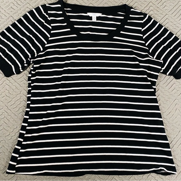 Time and Tru | Tops | Time And Tru Striped Top Black White Medium Euc ...